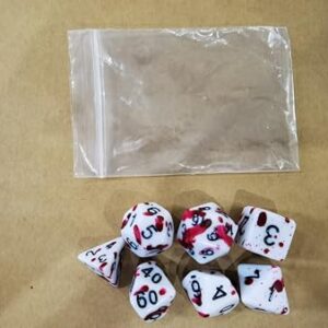 FLASHOWL Vampire Dice Blood Dice D&D Dice Set with Irregular Spray Fuchsia Dots Blood Splatter Polyhedral Role Playing Gaming Dice D20 Dice Dungeons and Dragons Dice 7 Set