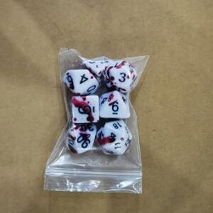 FLASHOWL Vampire Dice Blood Dice D&D Dice Set with Irregular Spray Fuchsia Dots Blood Splatter Polyhedral Role Playing Gaming Dice D20 Dice Dungeons and Dragons Dice 7 Set