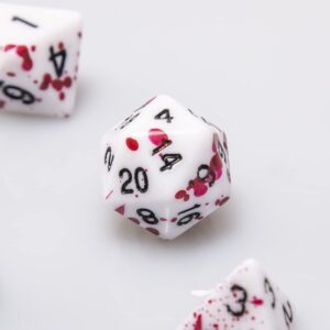 FLASHOWL Vampire Dice Blood Dice D&D Dice Set with Irregular Spray Fuchsia Dots Blood Splatter Polyhedral Role Playing Gaming Dice D20 Dice Dungeons and Dragons Dice 7 Set