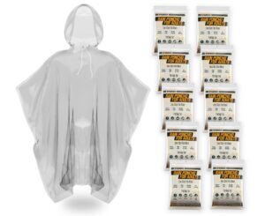 rainoux disposable rain ponchos for adults - clear 10 pack