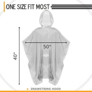 RAINOUX Disposable Rain Ponchos for Adults - Clear 10 pack