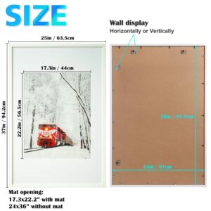 Egofine 24x36 Poster Frames Solid Wood Matted for 18x24, Set of 2 White - Wall Mounting for Horizontal and Vertical Display