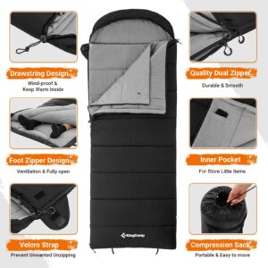 KingCamp Sleeping Bags for Adults Ultralight Backpacking Sleeping Bag for Hiking Cold Weather 40 Degree Sleeping Bag for Big and Tall Adults Lightweight Compact Camping Gear Equipment