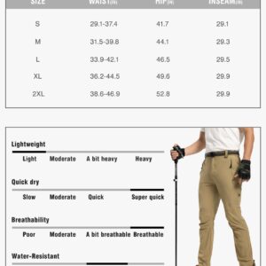 TBMPOY Men's Windproof Waterproof Athletic Pants for Outdoor Work Hiking Breathable Pants Thin Khaki M