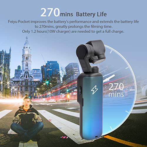 3-Axis-Pocket-Handheld-Gimbal-Stabilizer with UHD 4K Camera for Vlog YouTube Live Video Recording with Zero Delay Autofocus POV All Follow Mode Time-Lapse Sync Motion (Feiyu-Pocket-Handheld-Gimbal)