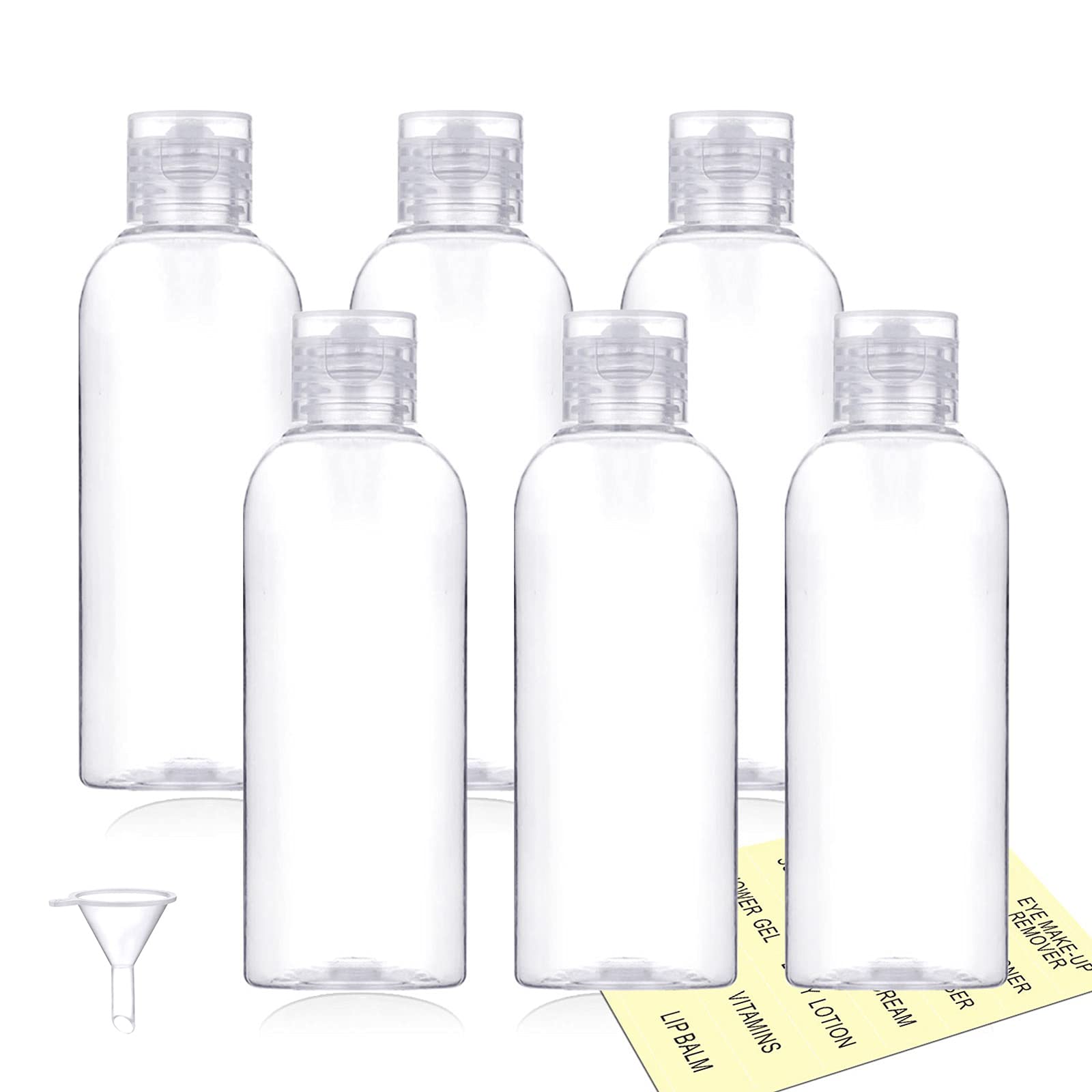 YICTEK Plastic Travel Bottles for Toiletries TSA Approved,100ml/3.4oz Empty Small Squeeze Travel Size Bottle Containers with Flip Cap(6 Pack)