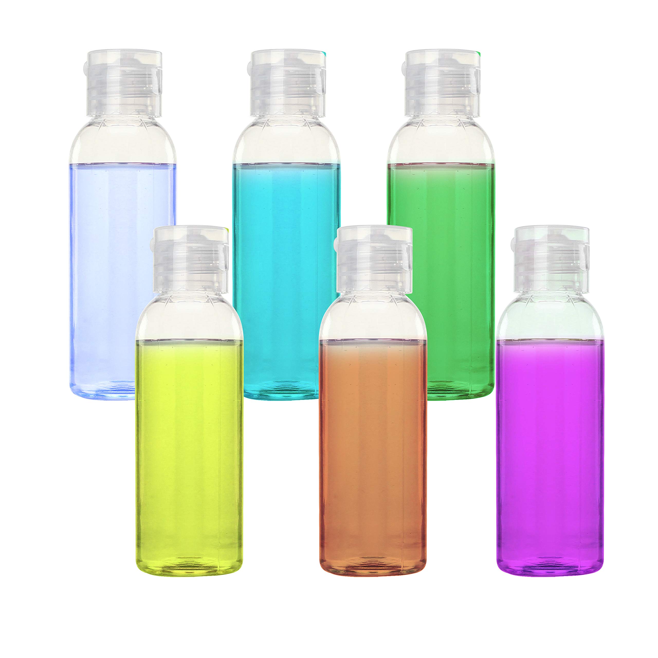 YICTEK Plastic Travel Bottles for Toiletries TSA Approved,100ml/3.4oz Empty Small Squeeze Travel Size Bottle Containers with Flip Cap(6 Pack)