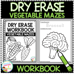 dry erase workbook: vegetable mazes