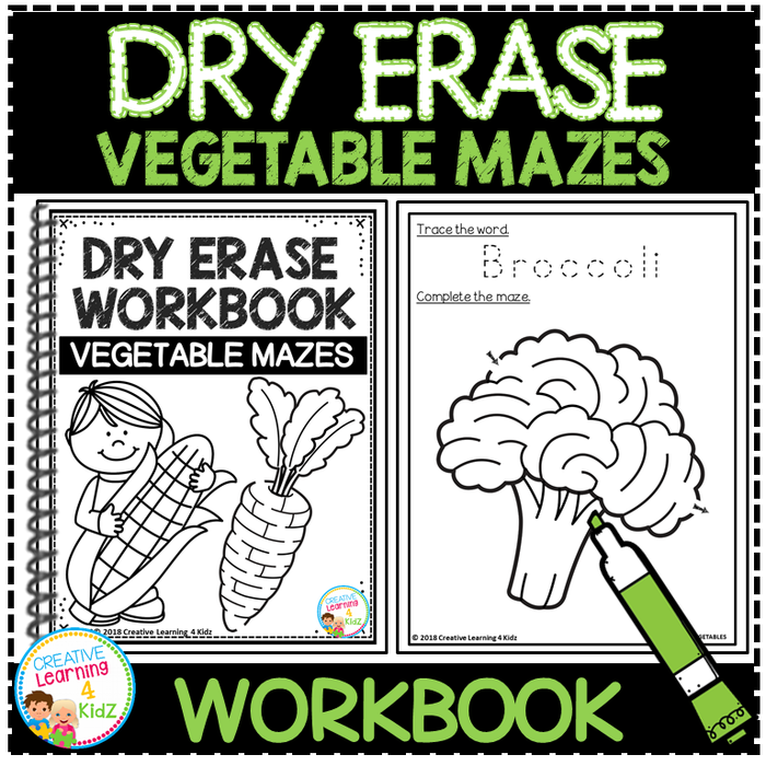 Dry Erase Workbook: Vegetable Mazes