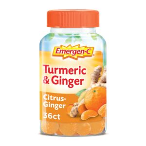 emergen-c citrus-ginger gummies, turmeric and ginger, immune support natural flavors with high potency vitamin c, 36 count