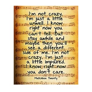 i'm not crazy - motivational wall decor, a present inspirational wall art, perfect for living room wall decor, transform your home, office, or bedroom with lyrical masterpiece, unframed - 8x10