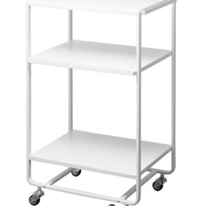 YAMAZAKI Home 3-Tier Storage Utility Kitchen/Bathroom | Steel | Rolling Carts, One Size, White