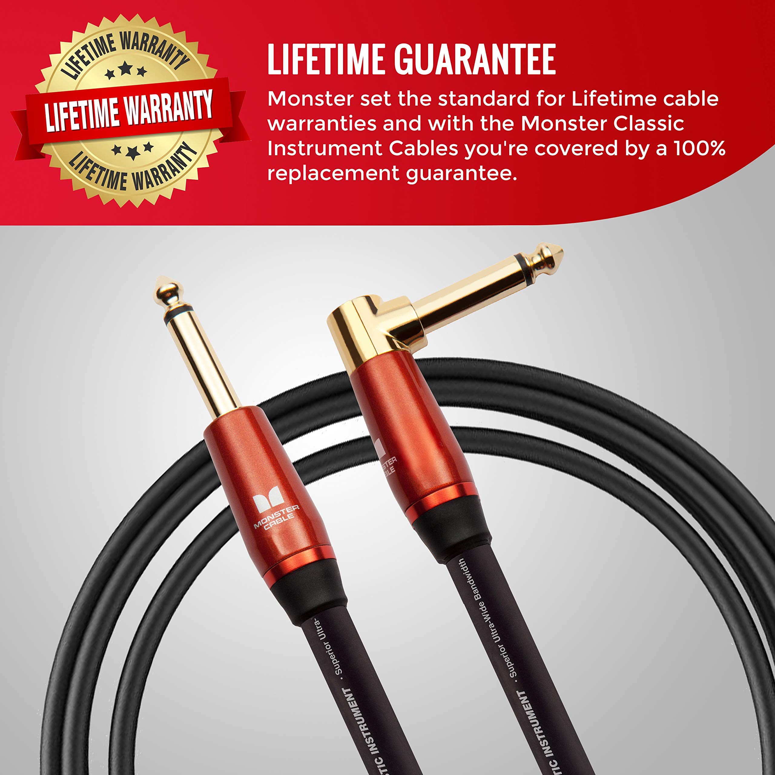 Monster Prolink Acoustic Instrument Cable - 12 ft - Right Angle to Straight