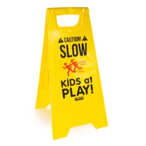 Caution Slow Kids at Play Child Safety & Slow Down Signs Double-Sided Neighborhoods, Schools, Day Cares Yellow Pack of 4