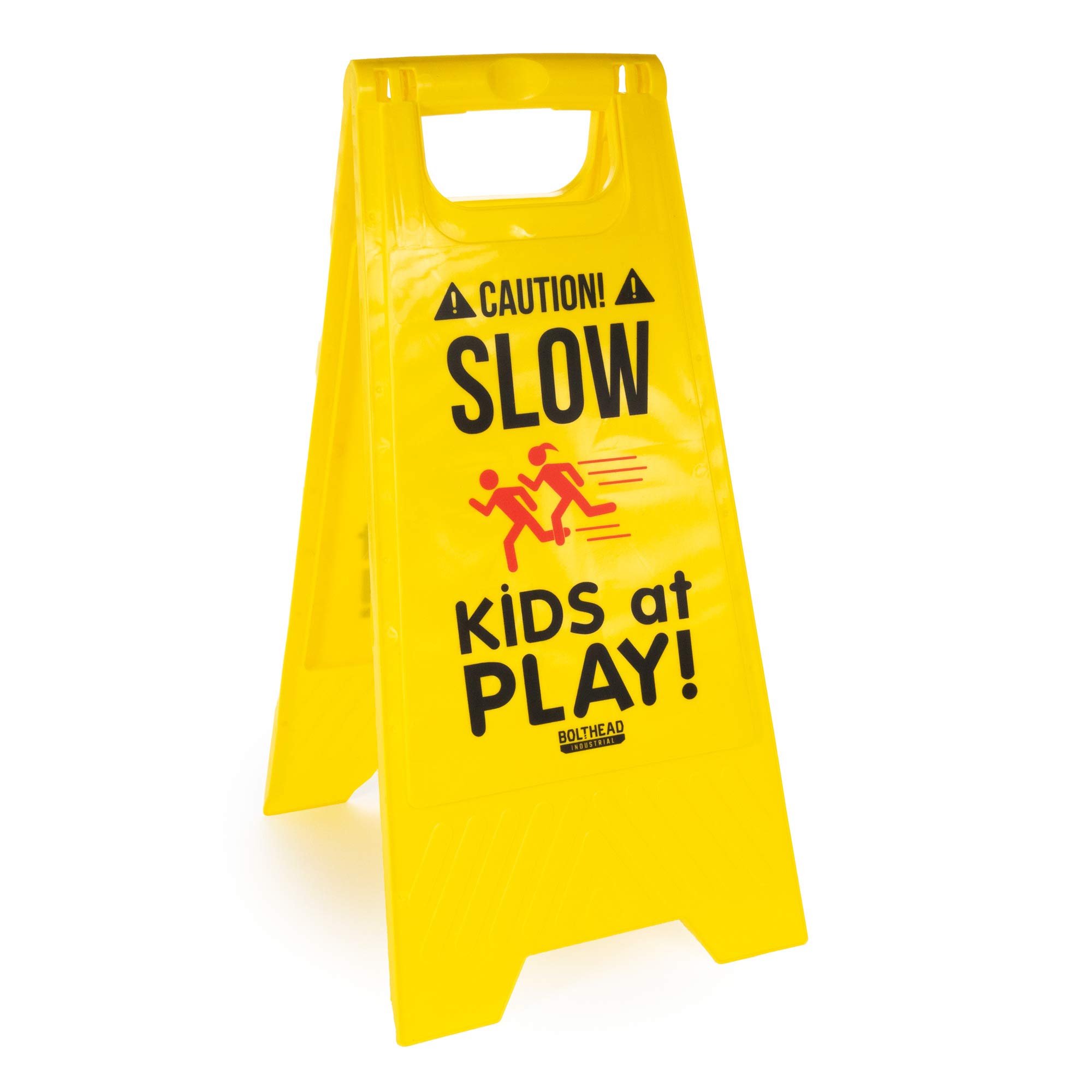 Caution Slow Kids at Play Child Safety & Slow Down Signs Double-Sided Neighborhoods, Schools, Day Cares Yellow Pack of 4