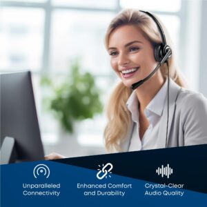 VoicePro 20 Professional Home Office and Call Center USB Headset with Noise Canceling Microphone, HD Speakers and in Line Call Controls with Mute, Compatible with All UC Voice Platforms.