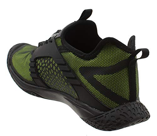 RUGGED SHARK Men's Water Shoes, Water-X Activewear Athletic Drainage Shoes with Bungee Lace Up, Sports Water Slip on Sneaker for Men Size 10, Green-Black