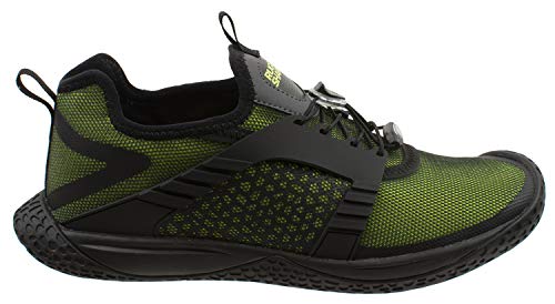 RUGGED SHARK Men's Water Shoes, Water-X Activewear Athletic Drainage Shoes with Bungee Lace Up, Sports Water Slip on Sneaker for Men Size 10, Green-Black