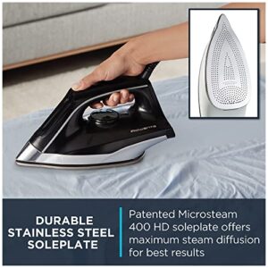 Rowenta Compact Stainless Steel Soleplate Professional Steam Station for Clothes, 57 Ounce Removable Tank, Lightweight, Compact 1500 Watts Iron, Fabric Steamer, Garment Steamer Black and Blue, VR8324.