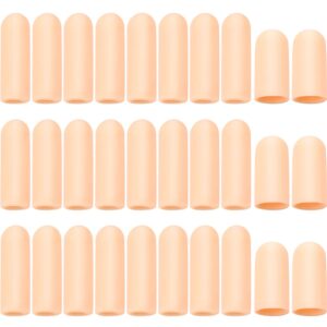 frienda 30 pieces gel finger protector finger cots silicone finger cover cap gel finger sleeves finger support for finger cracking, finger trigger (apricot)