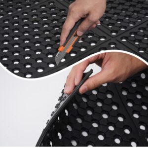 MYOYAY 83"x 36" Commercial Anti-Fatigue Drainage Rubber Mat Roll Non-Slip Rubber Drainage Mat Heavy Duty Commercial Restaurant Bar Rubber Floor Mat with Holes Non-Slip Wet Area Use Door Mat Black