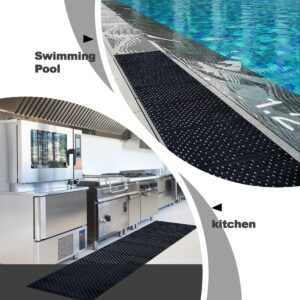 MYOYAY 83"x 36" Commercial Anti-Fatigue Drainage Rubber Mat Roll Non-Slip Rubber Drainage Mat Heavy Duty Commercial Restaurant Bar Rubber Floor Mat with Holes Non-Slip Wet Area Use Door Mat Black