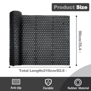 MYOYAY 83"x 36" Commercial Anti-Fatigue Drainage Rubber Mat Roll Non-Slip Rubber Drainage Mat Heavy Duty Commercial Restaurant Bar Rubber Floor Mat with Holes Non-Slip Wet Area Use Door Mat Black