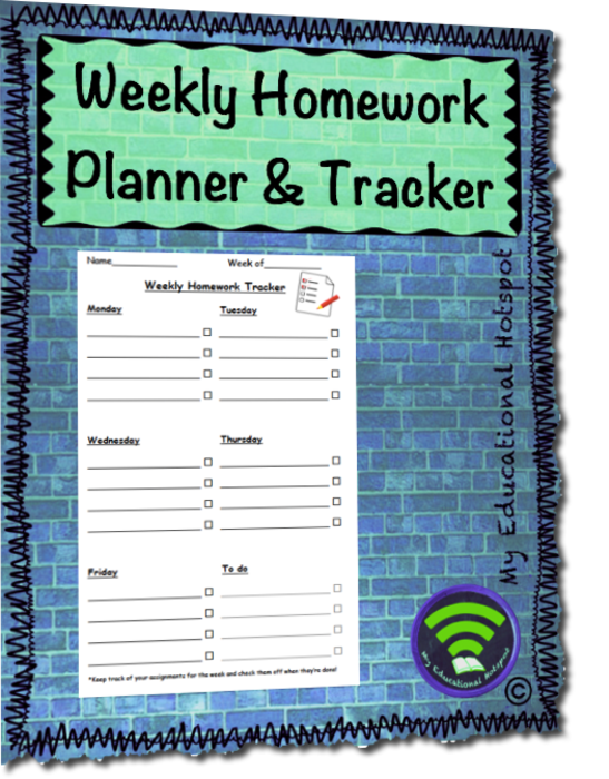 Weekly Homework Tracker and Planner Template