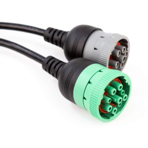 OBD to Type 2 Green9p J1939 and 6p J1708 Split Y Cable for Diesel Truck Diagnostics