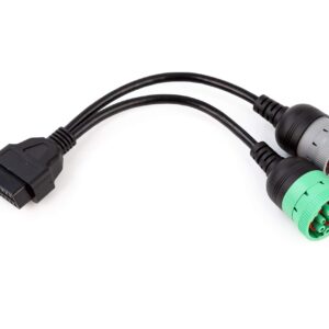 OBD to Type 2 Green9p J1939 and 6p J1708 Split Y Cable for Diesel Truck Diagnostics