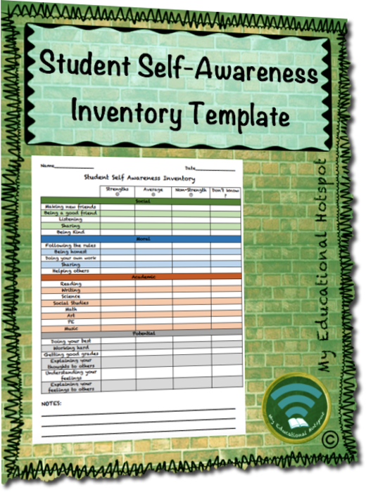 Student Self Awareness Inventory Template