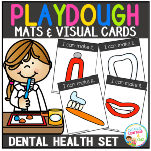 playdough mats & visual cards: dental health set