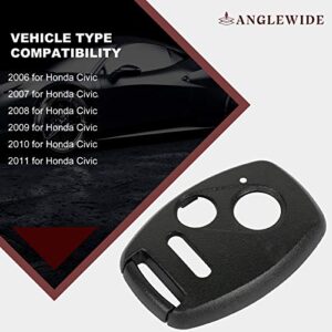 ANGLEWIDE 1pad Flip Key Fob Keyless Entry Remote Control SHELL CASE Replacement for Civic LX 06-11 3 Buttons