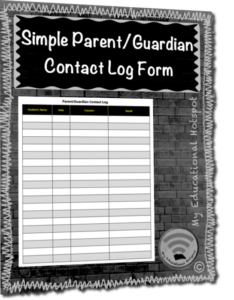 simple parent-guardian contact log form