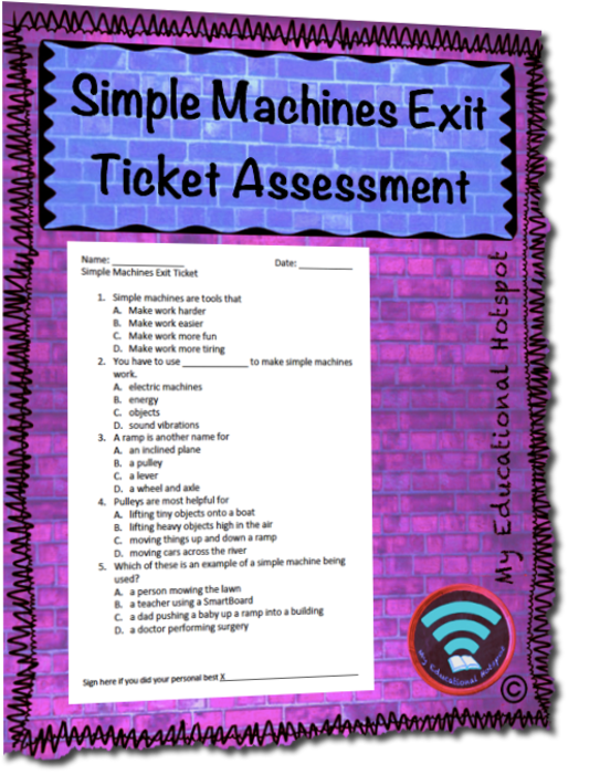 Simple Machines Exit Ticket Assessment