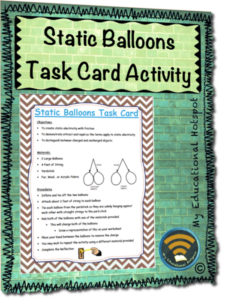 static balloons science task card activity