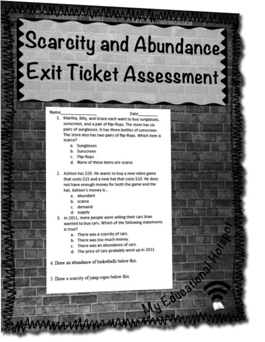 Scarcity and Abundance Exit Ticket Assessment