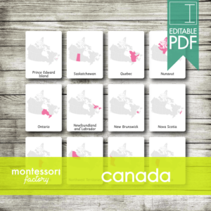 canada regions maps • montessori cards • flash cards • three part cards