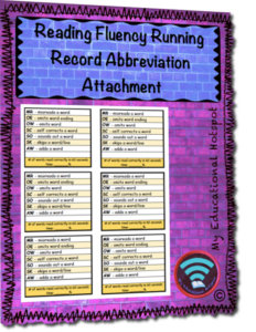 reading fluency running record abbreviation attachment