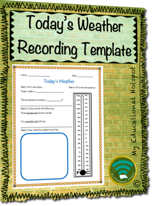 Recording Today's Weather Graphic Organizer Template