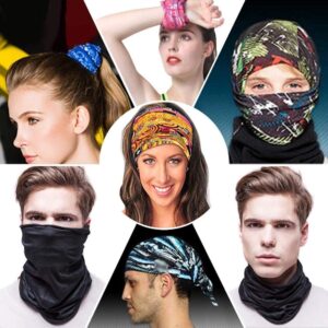 Unisex Seamless Bandana for Rave Face Mask Dust Wind Sun Protection Tube Mask Headwear Bandana for Women Men Festival Party Motorcycle Riding Fishing Outdoor Black