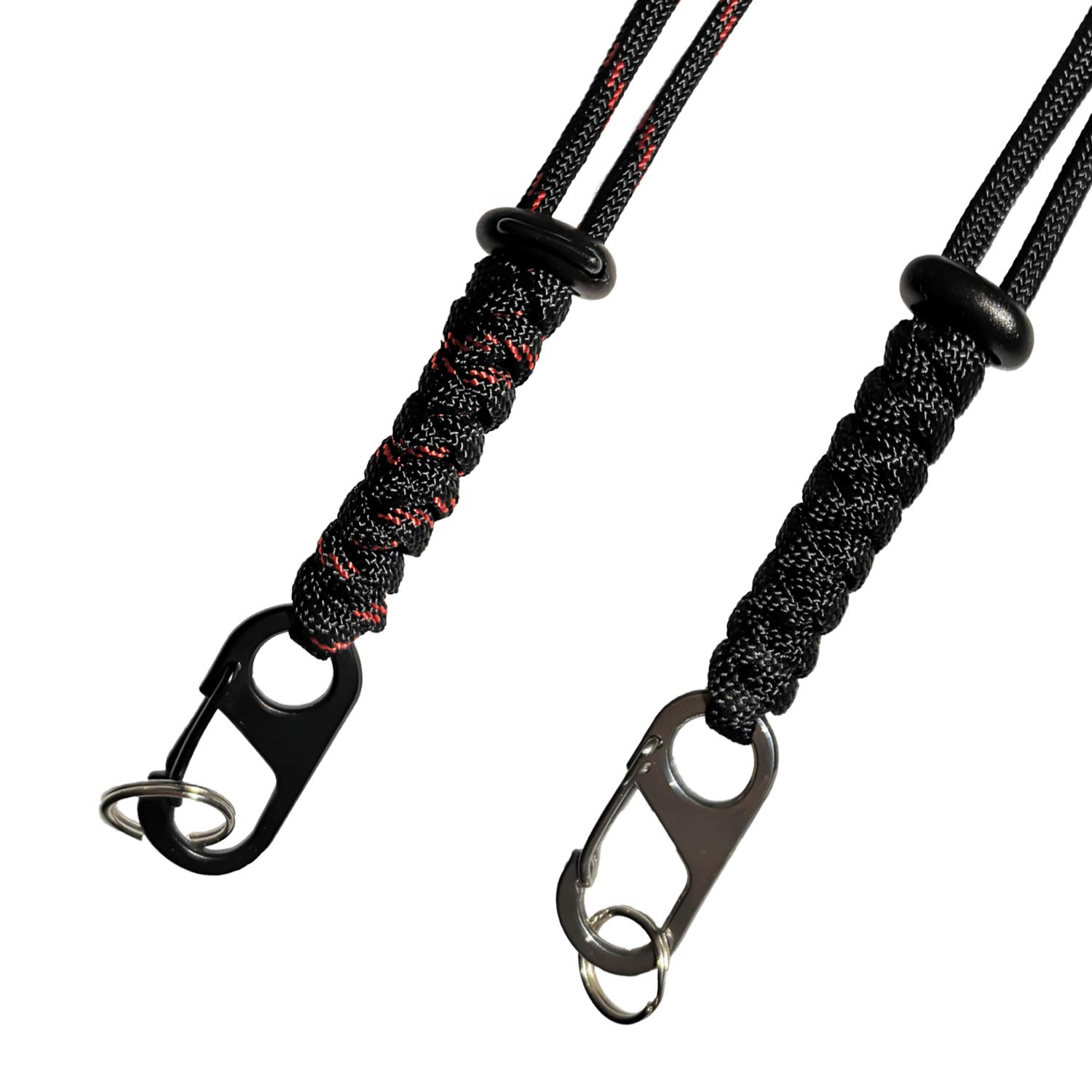 BSGB 2PCS Paracord Lanyard Adjustable Neck Strap Keychain Survival 550 Fish & Fire Cord Military Grade Parachute Rope with Metal Hook for Outdoor