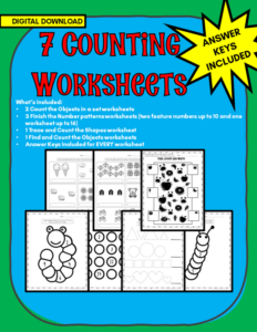 counting worksheets for boys and girls | digital download | answer keys included | math number order pattern challenges