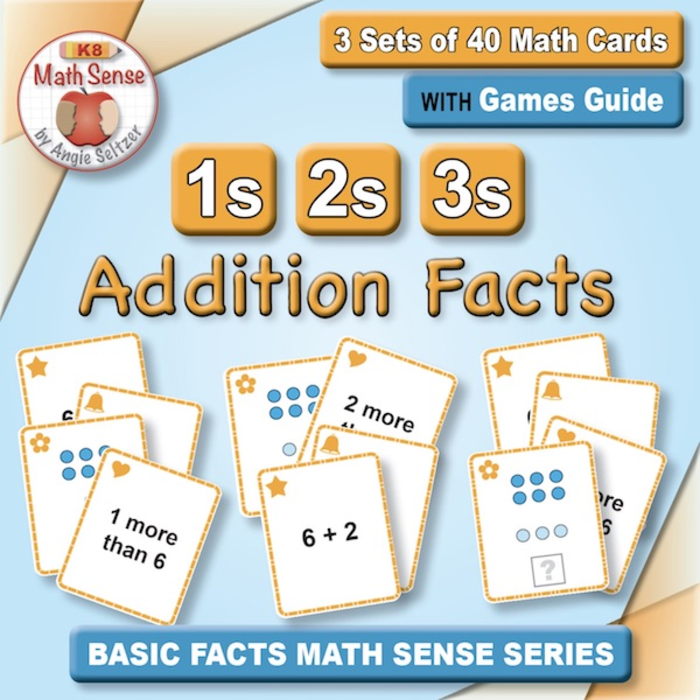 1s, 2s, & 3s Addition Facts: 3 Sets of 40 Math Cards with Games Guide