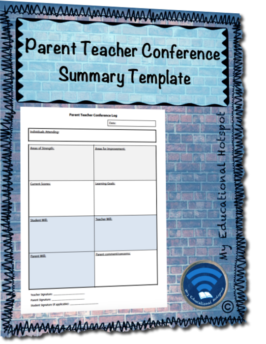 Parent Teacher Conference Summary and Next Steps Template