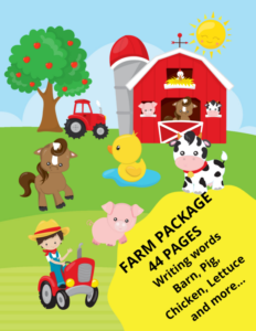 farm kit writing barnyard words