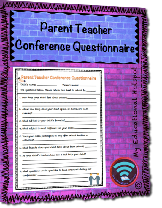 Parent Teacher Conference Questionnaire Template