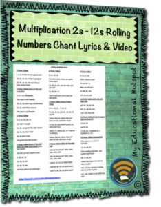 multiplication 2s - 12s rolling numbers chant lyrics & video