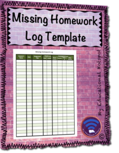 missing homework log template for teachers