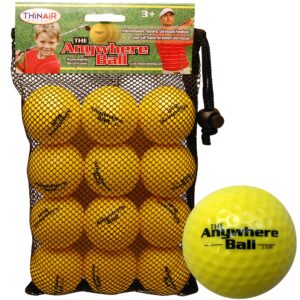 nature bound the anywhere ball for golf, yellow, 12 pack in mesh bag, designed for skills practice and driving skills